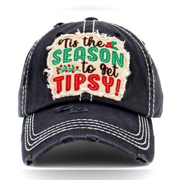 KBETHOS | Accessories | New Tis The Season To Get Tipsy Cap Distressed ...